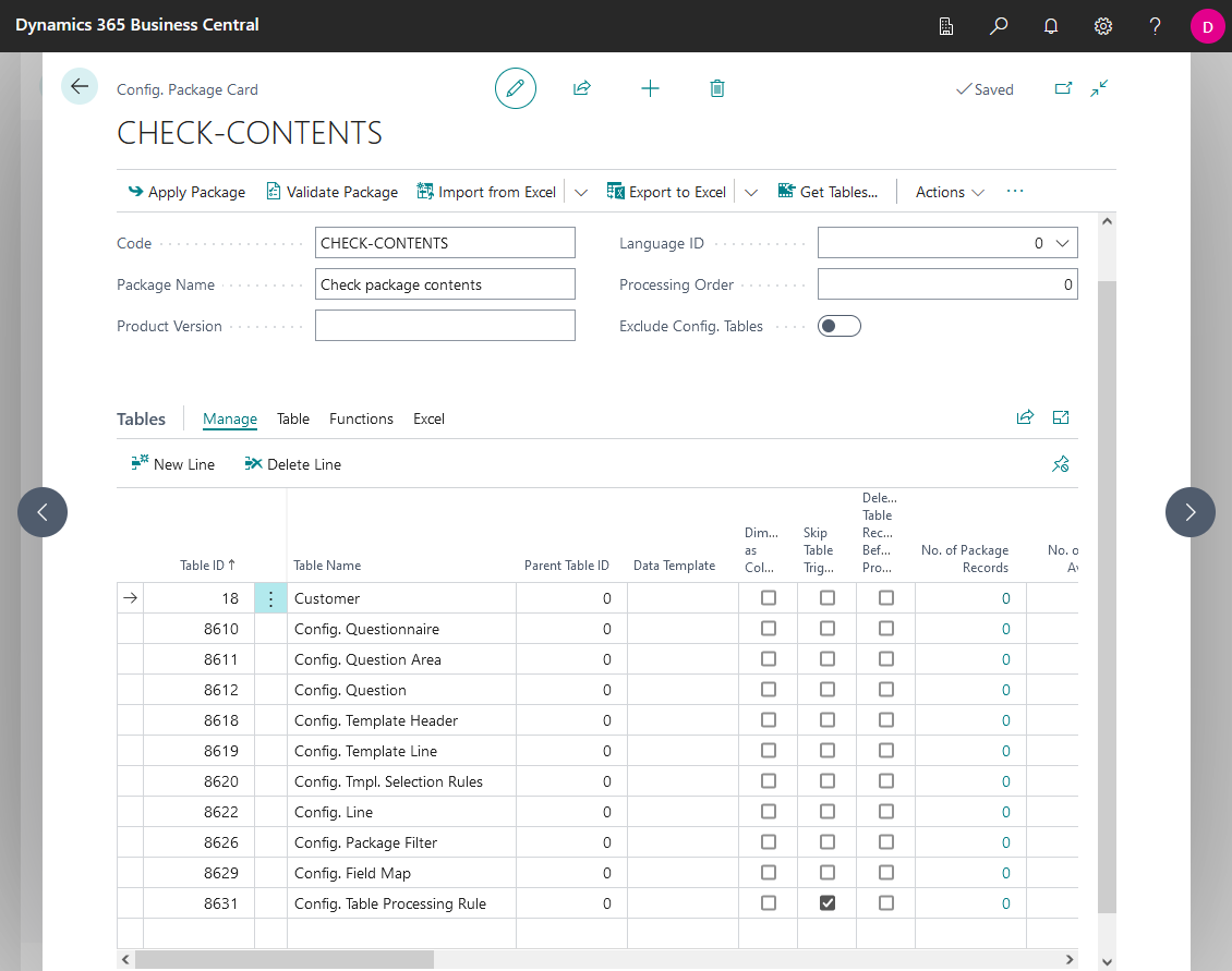 What's inside a Business Central Configuration Package